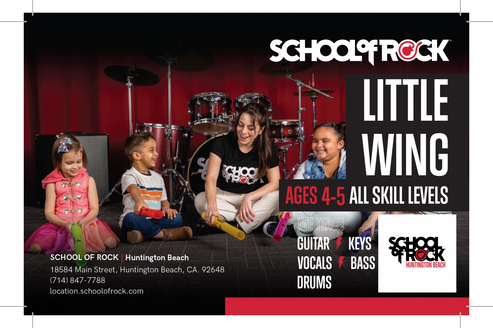 Free Trial Music Classes For Kids 3-5 at School of Rock Huntington Beach!